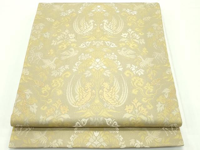 平和屋本店■極上　仙福屋宗介　となみ織物　全通柄袋帯　経錦　動物花唐草文　金糸　逸品　CZAA1855s5