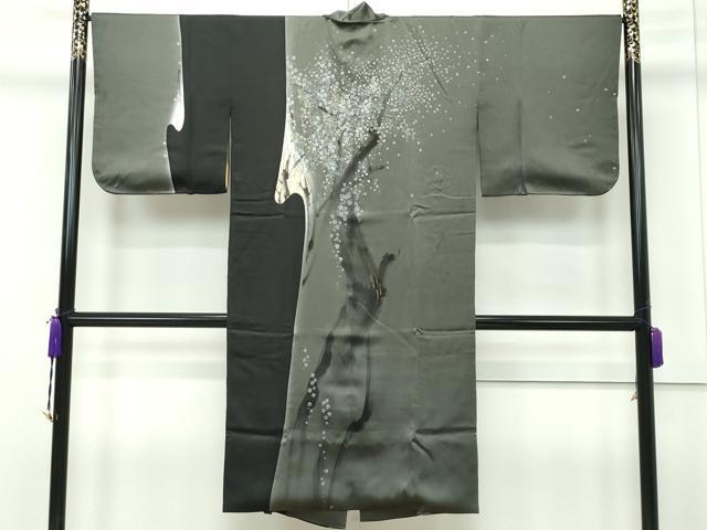 平和屋本店■極上　道中着　ロング丈　四季夢彩　手描き　枝花文　暈し染め　金彩　逸品　CZAA1897s5