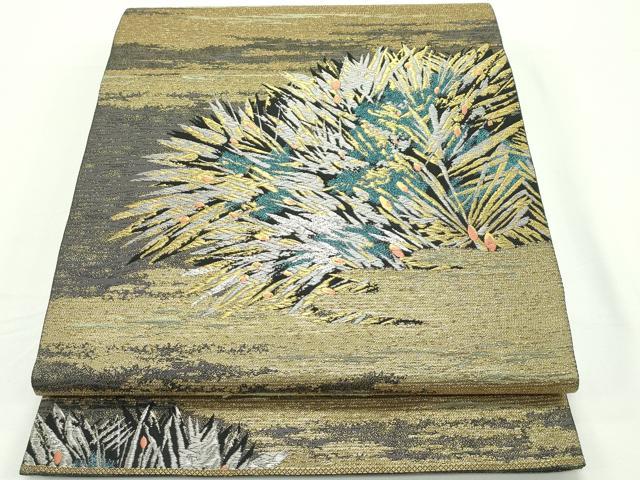 平和屋本店■極上　本加賀友禅作家　木村雨山　六通柄袋帯　唐織　松葉　金銀糸　逸品　未使用　CZAA2151s5