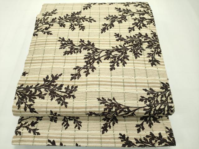 平和屋本店■極上　インド・アッサム　野蚕糸　手織　ムガシルク　丸帯　草木文　逸品　CZAA1991s5