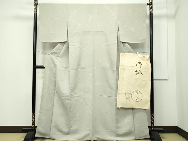 平和屋本店●極上　銀座きしや　小紋　吹寄せ文　金彩　鬼しぼ縮緬　白橡色地　たとう紙付き　逸品　未使用　CZAA2049s5