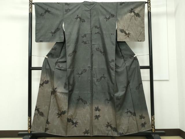 平和屋本店■極上　訪問着　本場大島紬地　泥染め　9マルキ　舞花文　逸品　未使用　CZAA2068s5