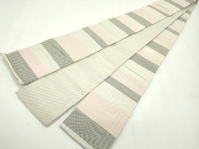 平和屋本店■極上　男性　両面　角帯　渦巻　幾何学文様　逸品　CZAA2094s5