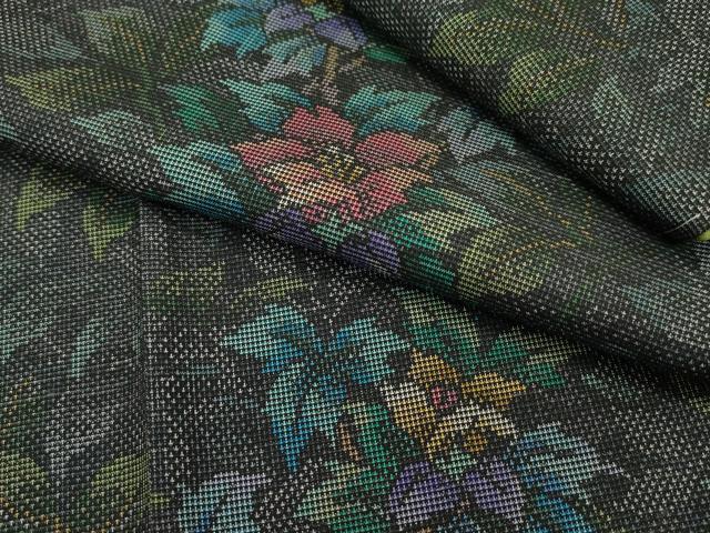 平和屋本店■極上　本場大島紬　泥染め　9マルキ　草花文　逸品　未使用　CZAA2173s5