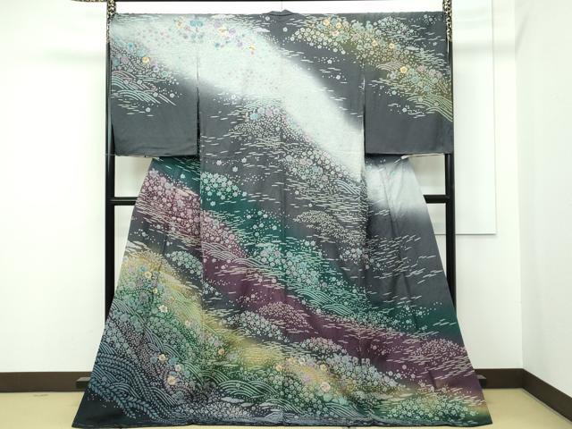 平和屋本店■極上　訪問着　辻が花　絞り　暈し染め　逸品　未使用　CZAA2196s5