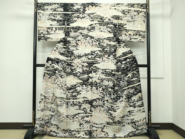 平和屋本店■極上　訪問着　風景文　黒地　逸品　CZAA2216s5