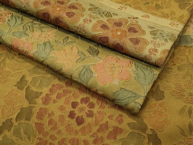 平和屋本店■極上　小紋　総刺繍　スワトウ刺繍　草花横段文　逸品　CZAA2250s5