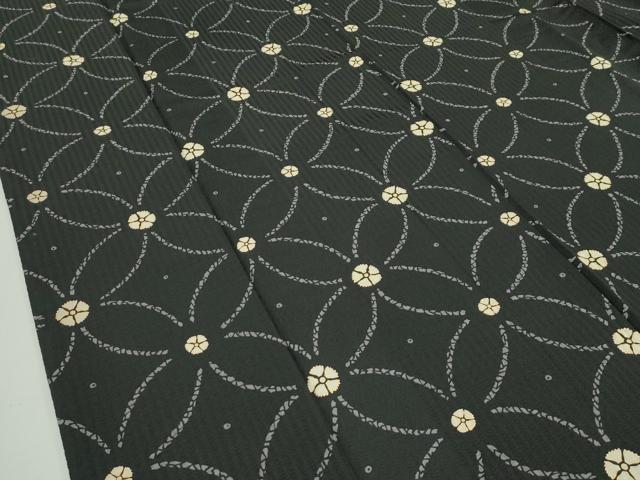 平和屋本店■極上　キモノデザイナー　斉藤上太郎　小紋　七宝花文　黒地　金彩　逸品　CZAA2294s5 平和屋本店□極上 キモノデザイナー 斉藤上太郎 小紋 七宝花文 黒地 金彩