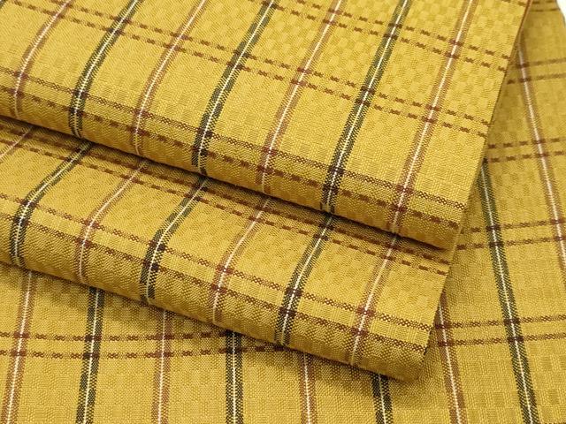 平和屋本店■極上　本場黄八丈　市松綾織　逸品　未使用　CZAA2307s5