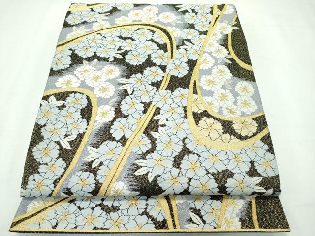 平和屋本店■極上　名門・上野家　四代目　上野真　六通柄袋帯　綴れ　流水花文　金糸　逸品　CZAA2327s5