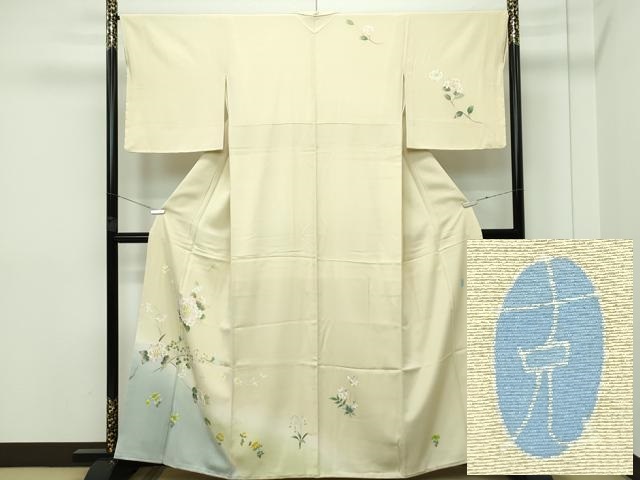 平和屋本店■極上　本加賀友禅作家　南克二　訪問着　草花文　暈し染め　香色地　やまと金ラベル　逸品　未使用　CZAA2367s5