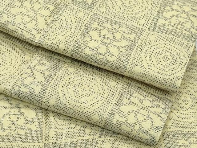 平和屋本店■極上　本場結城紬　重要無形文化財　単衣　160亀甲　市松花丸文　逸品　CZAA2368s5