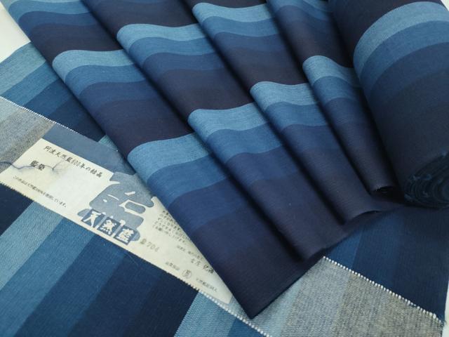 平和屋本店■極上　天然藍　藍染紬　国選定　現代の名工　古庄紀治　反物　証紙付き　着尺　綿　逸品　未使用　CZAA2373s5