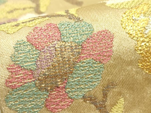 平和屋本店□極上 洛風林 工芸帯地 六通柄袋帯 花唐草