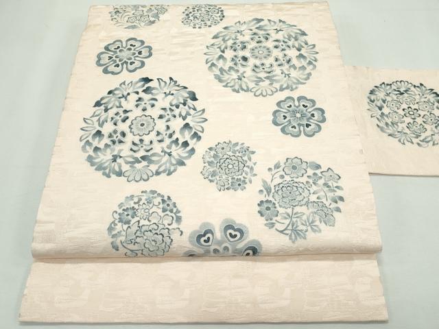 平和屋本店■極上　九寸名古屋帯　草花丸文　逸品　未使用　CZAA2436s5