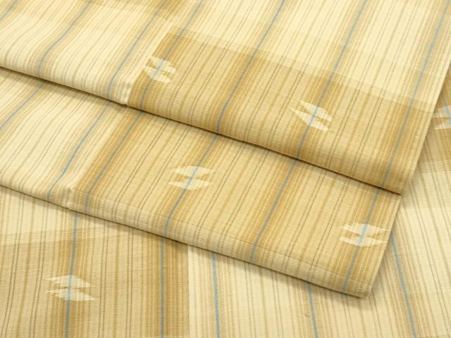 平和屋本店■超希少　琉球美絣　木綿　反端付き　逸品　CZAA2443s5