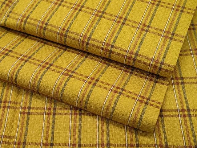 平和屋本店■極上　本場黄八丈　市松綾織　紬　逸品　CZAA2445s5