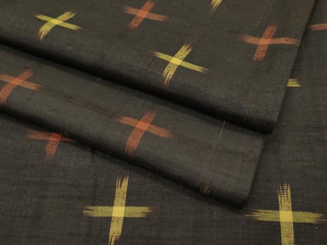 平和屋本店■極上　国指定重要無形文化財　本場久米島紬　手織　十字絣　逸品　CZAA2476s5