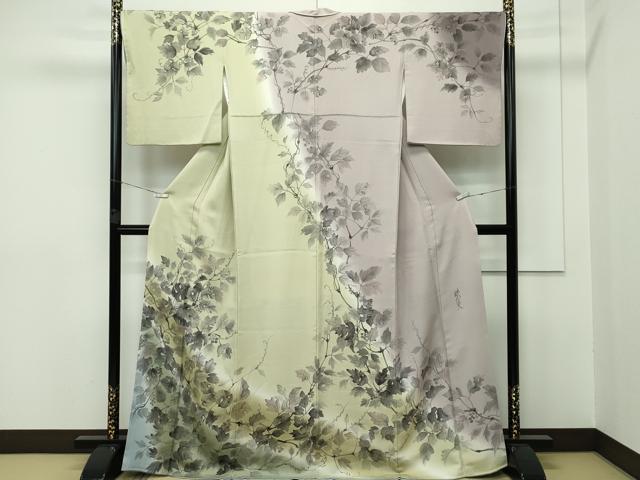 平和屋本店■極上　銕三染入　訪問着　手描き　山葡萄　暈し染め　逸品　CZAA2495s5