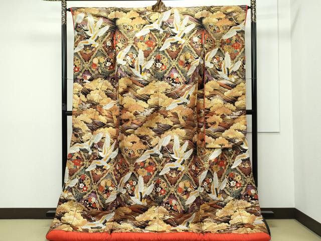 平和屋本店●極上　色打掛　和装　婚礼　結婚式　花嫁　神社挙式　唐織　飛鶴草花文　金銀糸　逸品　CZAA2525s5