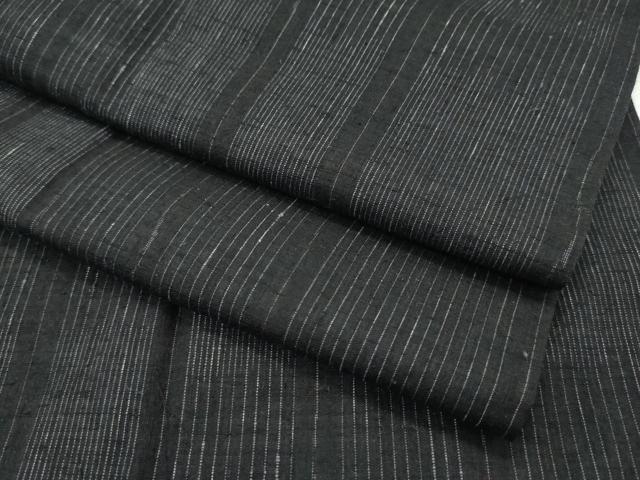 平和屋本店■極上　本場結城紬　重要無形文化財　変わり縞　黒地　逸品　CZAA2566s5