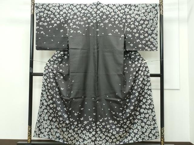 平和屋本店■極上　訪問着　お召地　桜　金彩　紅消鼠色地　やまと誂製　逸品　未使用　CZAA2576s5