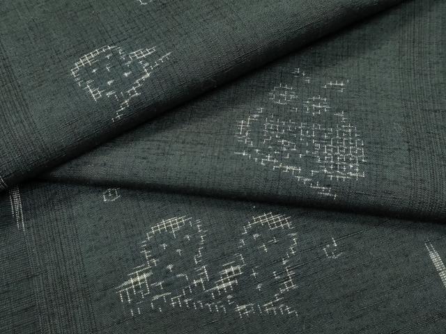 平和屋本店■極上　結城紬　80亀甲　はたおり娘　梟　フクロウ　やまと誂製　逸品　CZAA2585s5