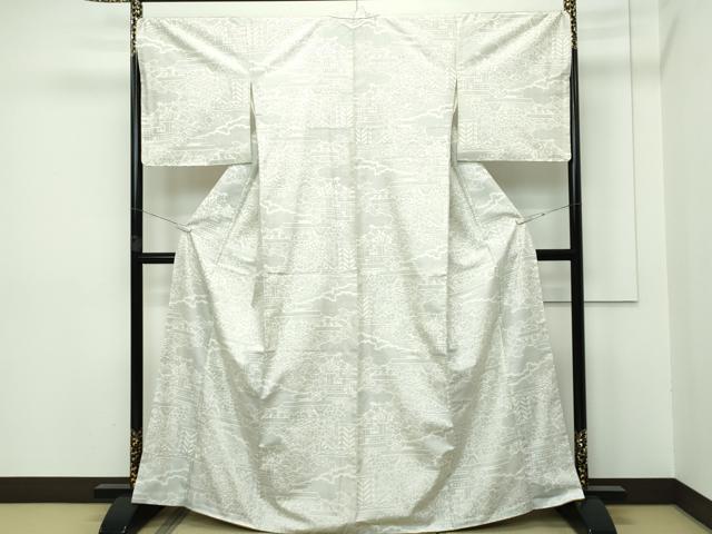 平和屋本店■極上　本場大島紬　白大島　120亀甲　吉祥草花文　逸品　未使用　CZAA2590s5