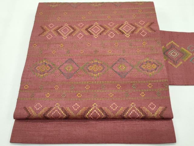 平和屋本店■極上　本場琉球　読谷山花織　紬地　九寸名古屋帯　逸品　未使用　CZAA2627s5