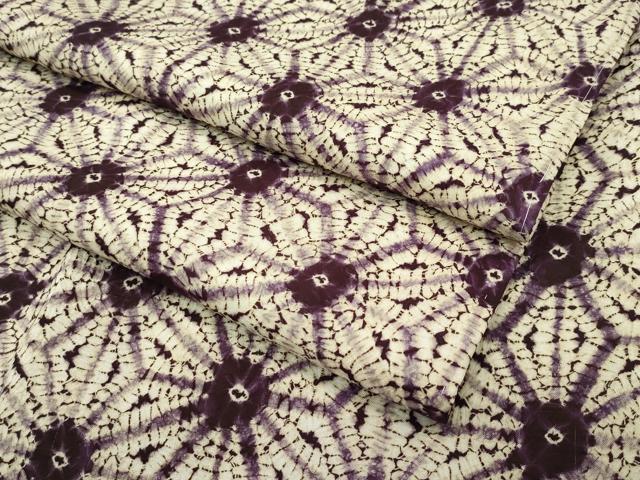 平和屋本店■極上　岩手の匠　草紫堂　南部絞り　紫根染　紬　麻の葉文様　逸品　未使用　CZAA2643s5