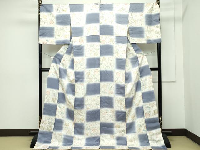 平和屋本店■極上　小紋　美の花　暈し染め　金彩　反端付き　逸品　CZAA2648s5