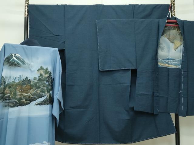 平和屋本店■極上　男性　紬　アンサンブル・長襦袢セット　霞文　逸品　未使用　CZAA2660s5