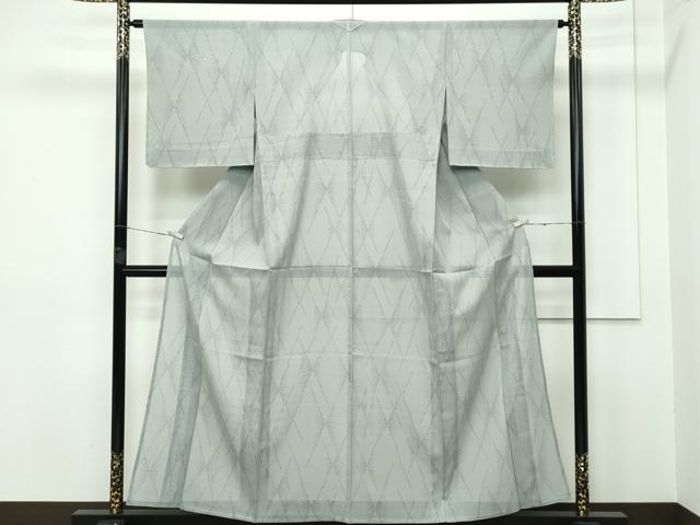 平和屋本店■極上　夏物　結城紬　夏結城　80亀甲　菱　利休白茶色地　逸品　CZAA2665s5