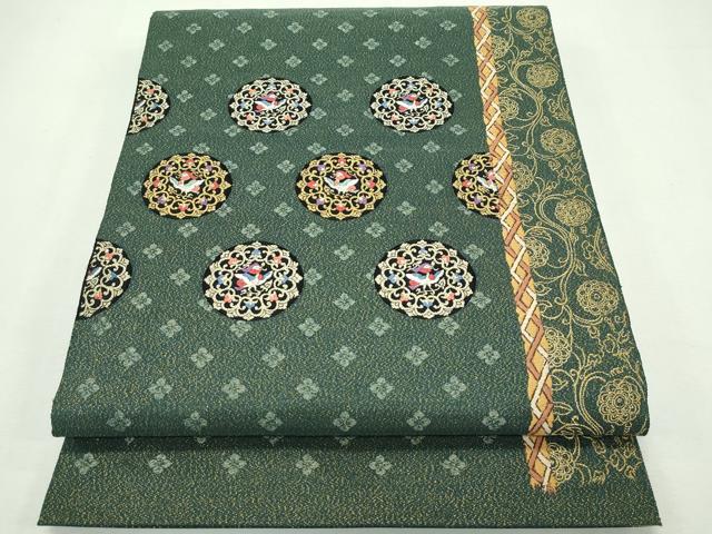 平和屋本店■極上　西陣最高峰・北尾織物匠　太鼓柄袋帯　綴れ　正倉院献上丸文　金糸　逸品　CZAA2680s5