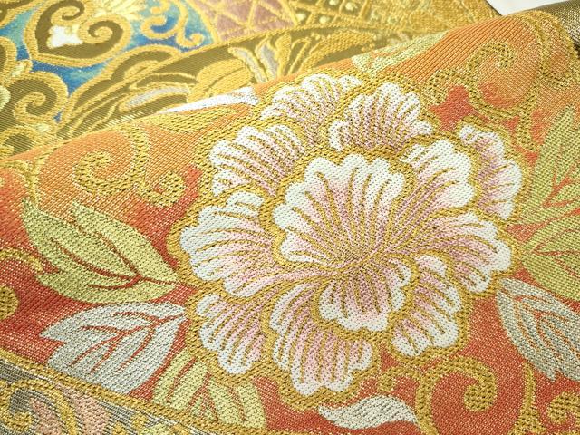 平和屋本店□極上 西陣 川島織物 六通柄 本袋帯 花唐草吉祥