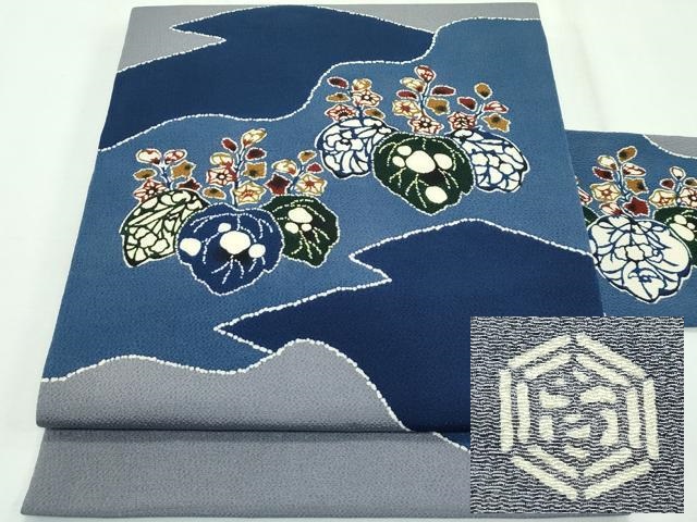 平和屋本店■極上　和染紅型　栗山紅型　栗山吉三郎　九寸名古屋帯　桐　鬼しぼ縮緬　逸品　未使用　CZAA2690s5