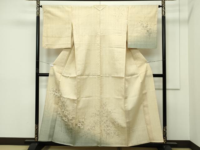 平和屋本店■極上　夏物　訪問着　生紬　手描き　菊　逸品　CZAA2708s5