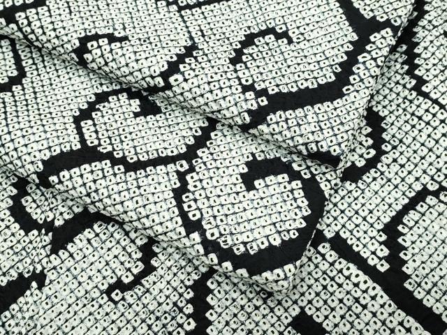 平和屋本店■極上　本疋田絞り　小紋　唐草文　黒地　逸品　CZAA2711s5