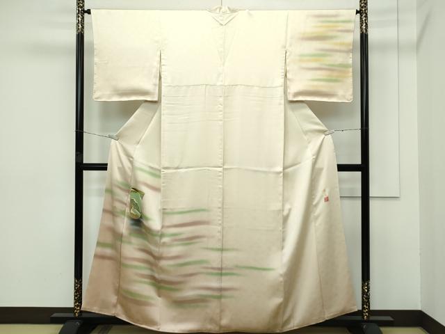 平和屋本店■極上　人間国宝　福田喜三郎　訪問着　陶器霞文　暈し染め　金彩　薄香色地　逸品　CZAA2730s5