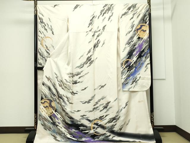 平和屋本店■極上　倖田來未　振袖　ラインストーン　コウモリ　満月　エ霞文　金銀彩　肌色地　逸品　CZAA2731s5