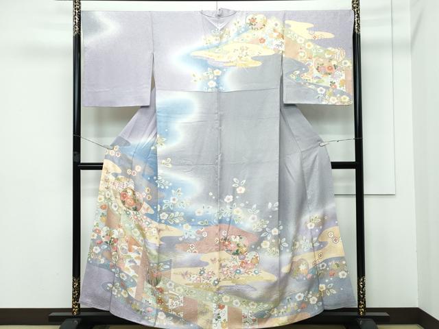 平和屋本店■極上　訪問着　駒刺繍　エ霞吉祥花文　暈し染め　金彩　反端付き　逸品　CZAA2775s5