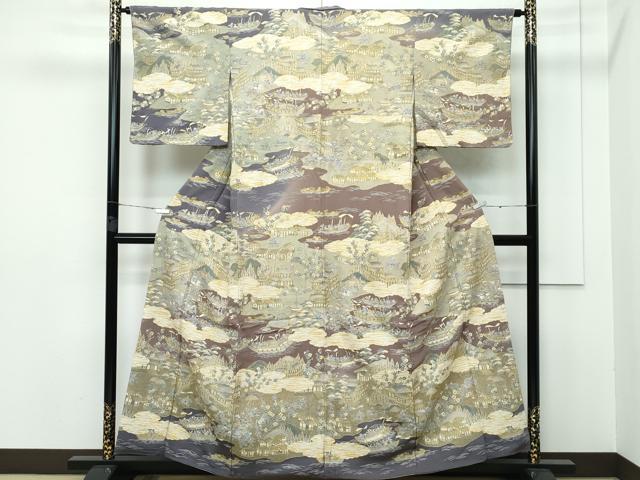 平和屋本店■極上　訪問着　総刺繍　中国三大刺繍　スワトウ刺繍　人物風景文　金糸　鬼しぼ縮緬　逸品　未使用　CZAA2777s5