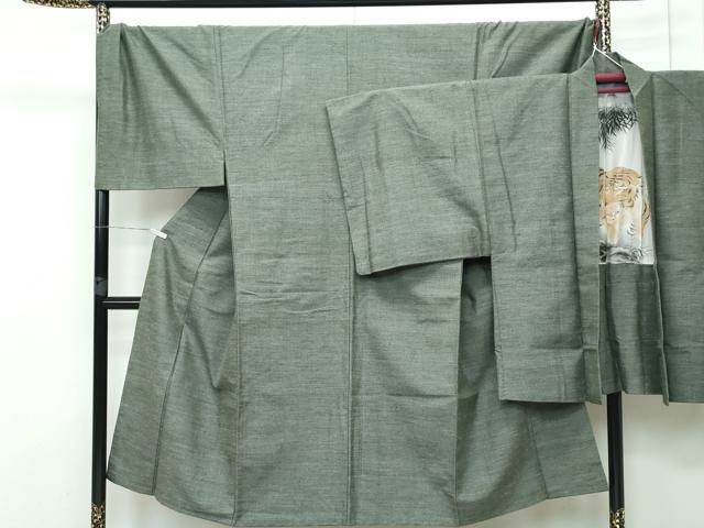 平和屋本店■極上　男性　結城紬　アンサンブル　杢　キングサイズ　逸品　CZAA2792s5