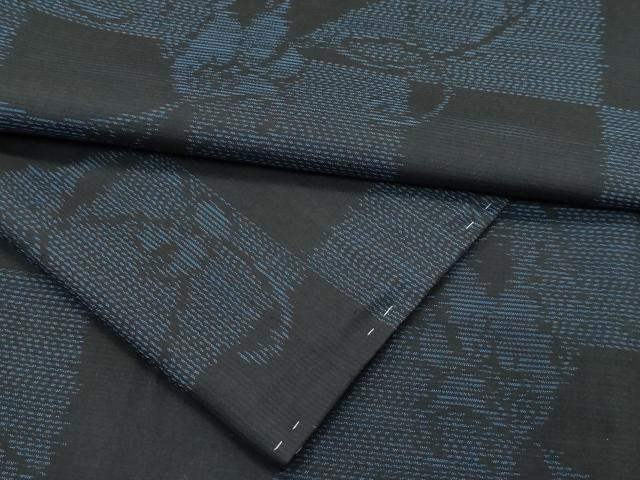 平和屋本店■極上　本場大島紬　市松草花文　逸品　未使用　CZAA2808s5