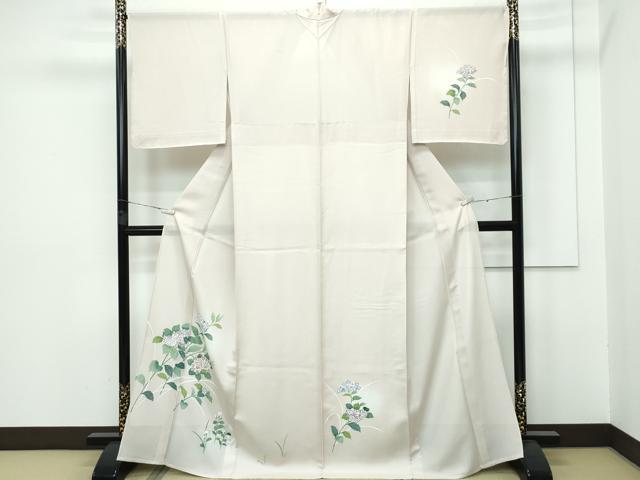平和屋本店■極上　夏物　訪問着　絽　紫陽花　金彩　肌色地　反端付き　逸品　未使用　CZAA2815s5