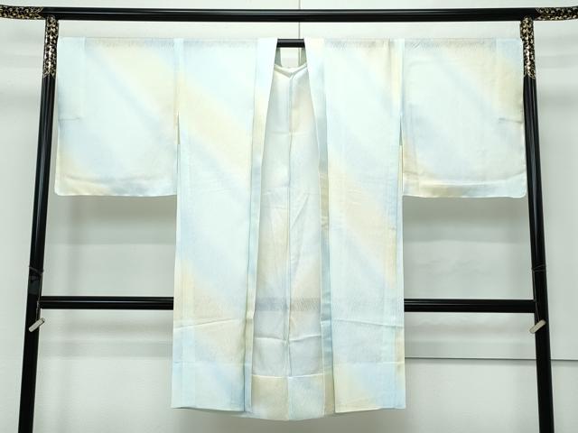 平和屋本店■極上　スリーシーズン　春夏秋　塵除け　長羽織　紗　斜線文　暈し染め　反端付き　逸品　未使用　CZAA2818s5