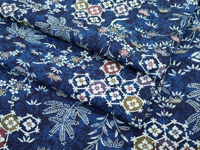 平和屋着物■極上　藍造り国選定無形文化財　藍師・佐藤昭人　藍香房　小紋　松竹梅吉祥文　逸品　CZAA2852s5