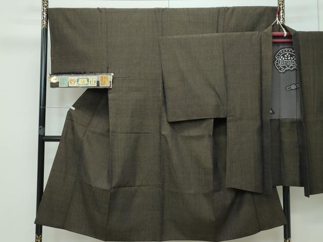 平和屋本店■極上　男性　本場結城紬　重要無形文化財　奥順　アンサンブル　霞文　証紙付き　逸品　CZAA2898s5