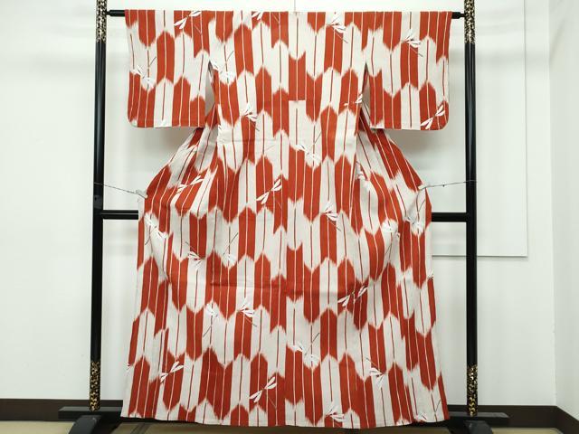 平和屋着物■極上　夏物　撫松庵　小紋・浴衣兼用　トンボ　矢羽文様　綿麻　逸品　CZAA2943s5