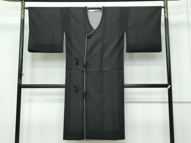 平和屋着物■極上　道行コート　ロング丈　リバーシブル　無双　紗袷　紗×紗　市松紋紗　格子柄　逸品　CZAA2977s5